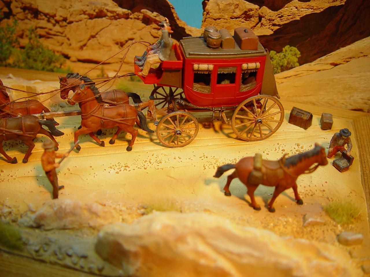 Kleines Figuren-Diorama 1:72 "Stagecoach" von IMEX