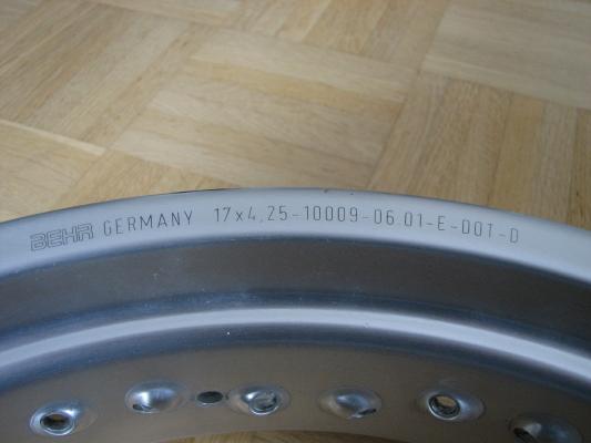 Kennzeichnung Behr Hinterradfelge - Technik Tiger 885i (T709 Bj.99-00 ...